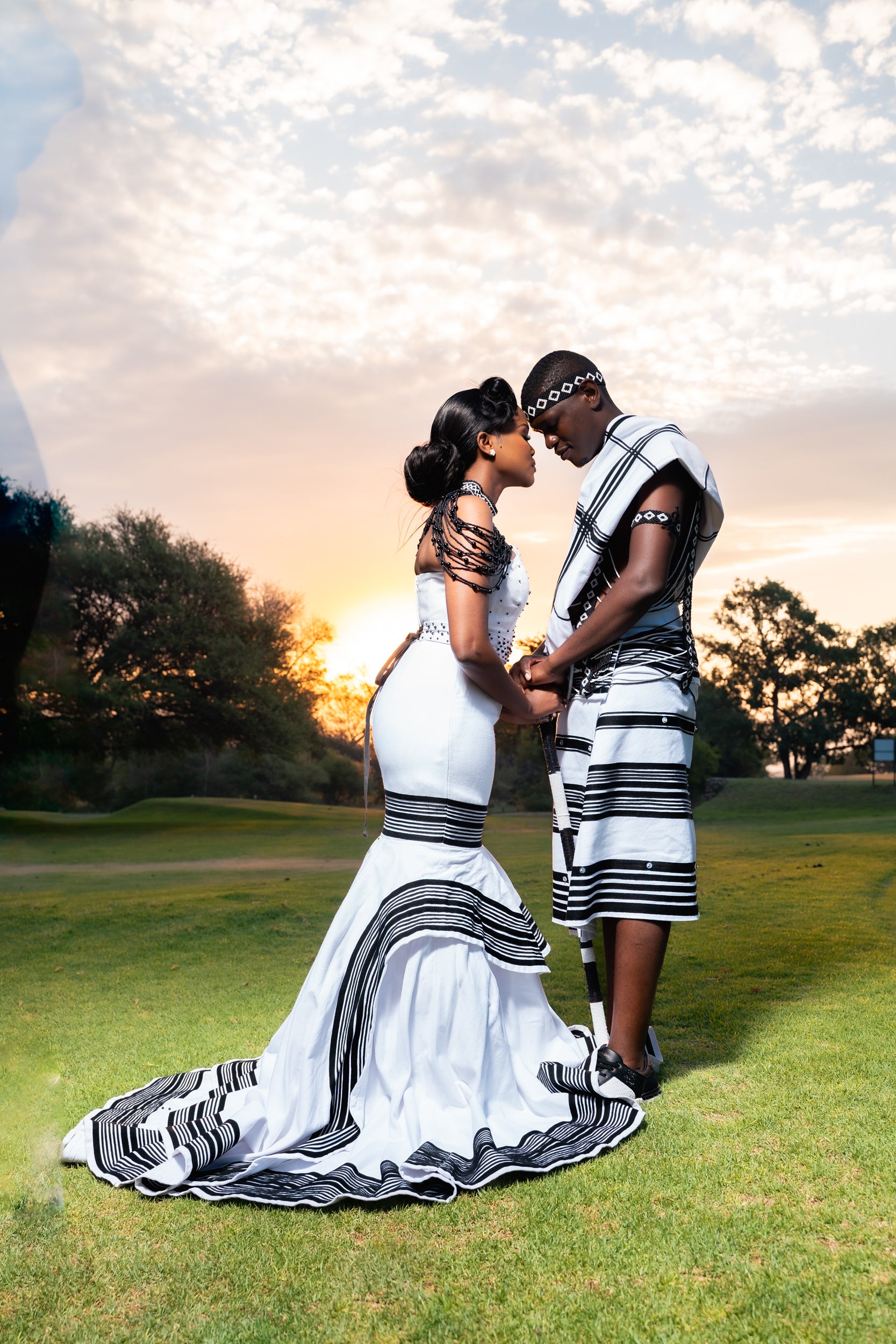 Black and white wedding ensemble