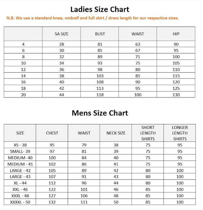 SIZING CHART