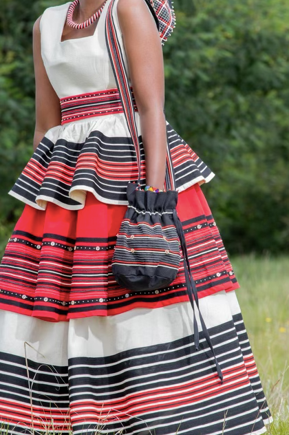 Nonqaba 3 tier cream, red and black ensemble